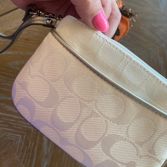 Coach | Bags | Coach Wrislet White With Silver Trim | Poshmark
